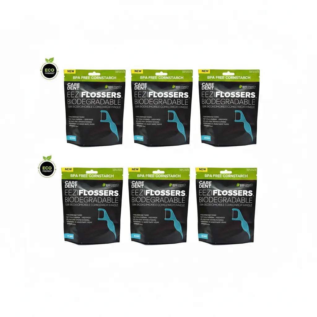 CareDent EeziFlossers Biodegradable Flosser Picks – 6 Packs x 50 Piece ...